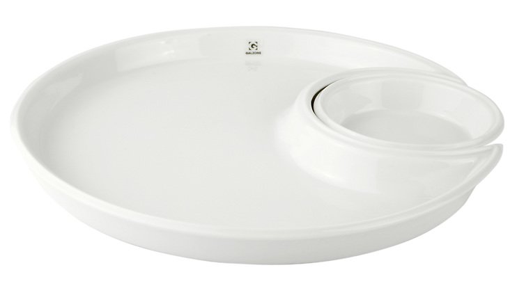 Galzone Servierteller mit Dippschale Porzellan weiß kaufen | homeliving.de